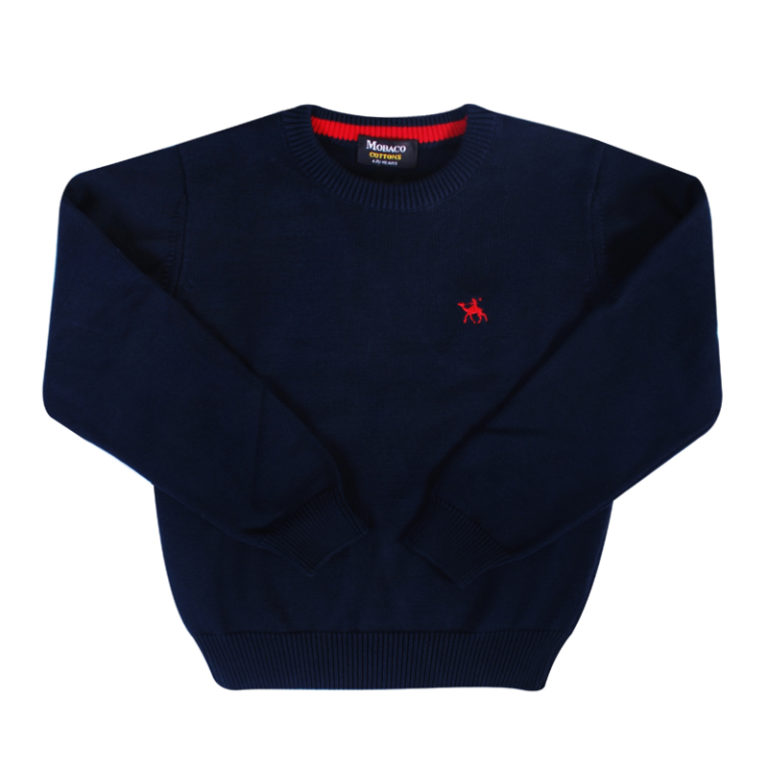 Round Neck Cotton Sweater - Mobaco