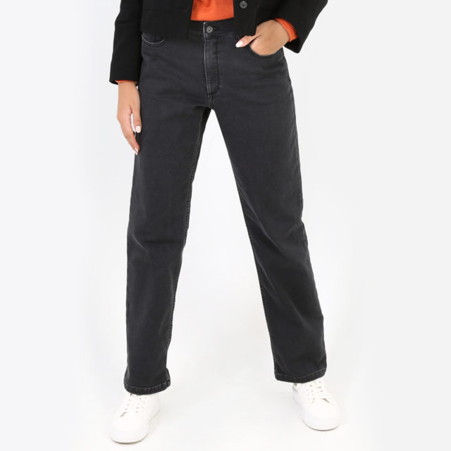 Straight Fit Medium Waist Denim Pants - Mobaco