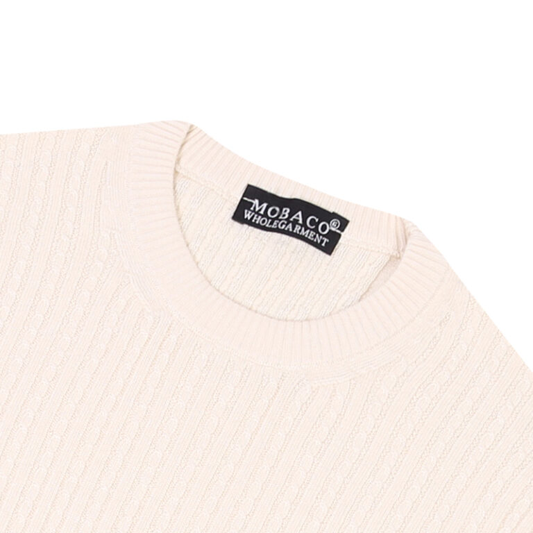 Cotton Wholegarment Cable Knit Sweater - Mobaco