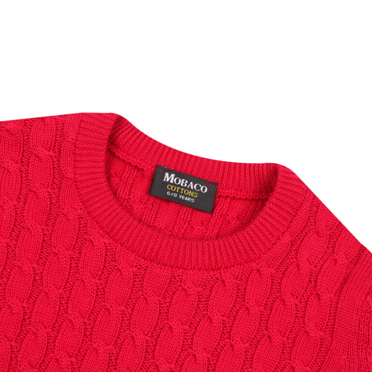 Crew Neck Cable Knit Cotton Sweater - Mobaco