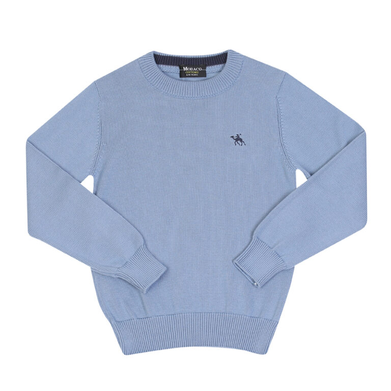 Round Neck Cotton Sweater - Mobaco
